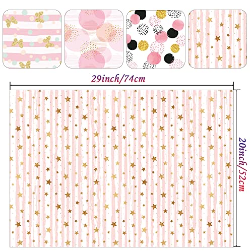 WAPLIGHAL Pink Birthday Wrapping Paper for Boys Girls Kids Men Women - Poka dots, Star, Gold Glittering Butterflies Design - Valentine's Day Birthdays, Holidays, Baby Showers Gift Wrap - 20 X 29 Inch Per Sheet (8 Precut Folded Sheets), Easy to Store