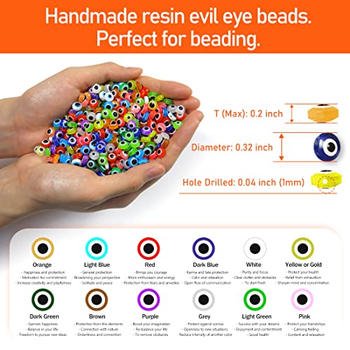 Evil Eye Beads, Beads for Jewelry Making, Beads for Bracelets Making, Beading Supplies for Jewelry Making (300 Pcs Mixed Color Evil Eye Beads in Small Plastic Box)