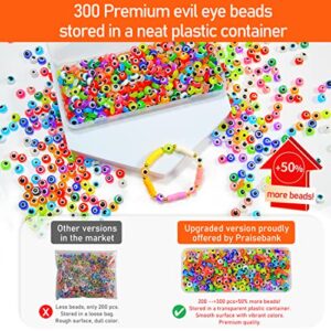 Evil Eye Beads, Beads for Jewelry Making, Beads for Bracelets Making, Beading Supplies for Jewelry Making (300 Pcs Mixed Color Evil Eye Beads in Small Plastic Box)