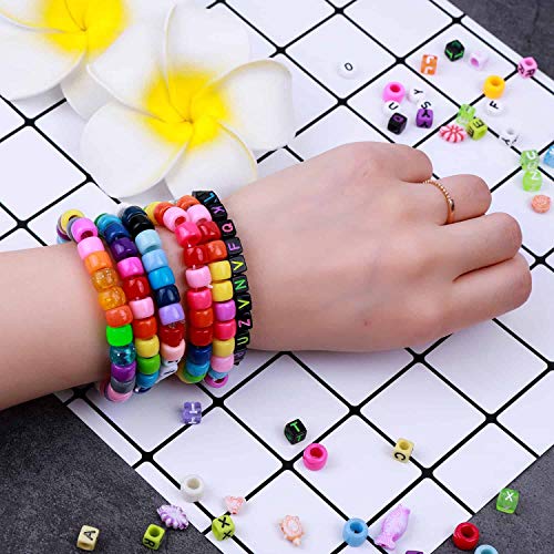 Bead Bracelet Making Kit, Shynek Bead Friendship Bracelets Kit with Pony Beads Letter Beads Charm Beads and Elastic String for Bracelet and Jewelry Making