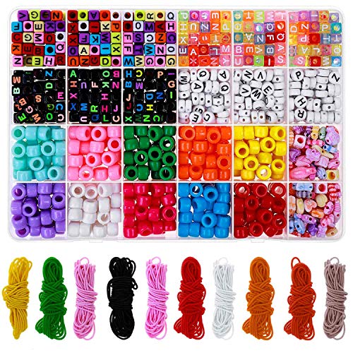 Bead Bracelet Making Kit, Shynek Bead Friendship Bracelets Kit with Pony Beads Letter Beads Charm Beads and Elastic String for Bracelet and Jewelry Making