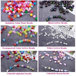 Bead Bracelet Making Kit, Shynek Bead Friendship Bracelets Kit with Pony Beads Letter Beads Charm Beads and Elastic String for Bracelet and Jewelry Making