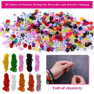 Bead Bracelet Making Kit, Shynek Bead Friendship Bracelets Kit with Pony Beads Letter Beads Charm Beads and Elastic String for Bracelet and Jewelry Making