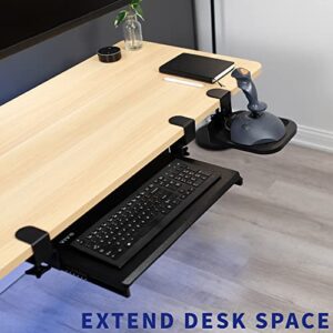 VIVO Small Keyboard Tray and Mouse Pad Combo, Sturdy C Clamp Mount System, Wooden Rotating Computer Mouse Pad and Device Holder for Desk, Easy Slide Out Drawer for Typing, MOUNT-KB05MS