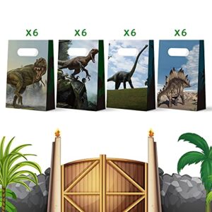 Friday Night Dinosaur Party Favor Bags-Jurassic World Treat Candy Goodies Bag for Birthday Baby Shower Party(24 Pcs)