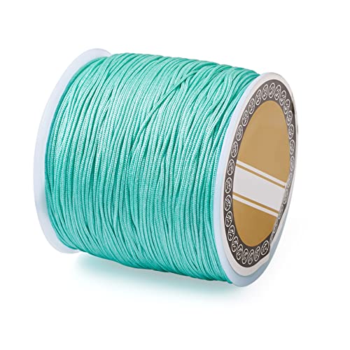 Cheriswelry 100M 0.8mm Nylon Beading Cord Aquamarine Chinese Knotting Rattail Macrame Thread String Roll for Jewelry Making Kumihimo Wrapping Supplies DIY Crafts