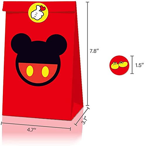 12 Packs of Mickey Party Bags, Mickey Gift Paper Bags, Used for Cookies, Cakes, Chocolates, Candies, Very Suitable for Themed Birthday Parties and Decorations