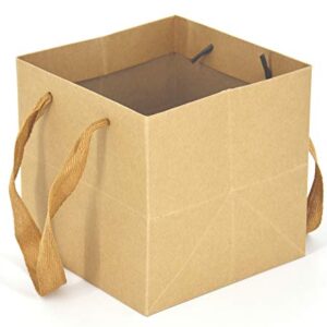 HUAPRINT Brown Paper Bags,Gift Bags with Handles,24 Pack Large Gift Bags,6x6x6inch, Heavy Duty Grocery Shopping Bag,Wedding Party Favor Bags,Square Size,Reusable,Retail Business Packaging Bags