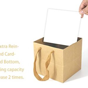 HUAPRINT Brown Paper Bags,Gift Bags with Handles,24 Pack Large Gift Bags,6x6x6inch, Heavy Duty Grocery Shopping Bag,Wedding Party Favor Bags,Square Size,Reusable,Retail Business Packaging Bags