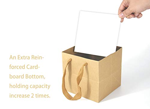 HUAPRINT Brown Paper Bags,Gift Bags with Handles,24 Pack Large Gift Bags,6x6x6inch, Heavy Duty Grocery Shopping Bag,Wedding Party Favor Bags,Square Size,Reusable,Retail Business Packaging Bags