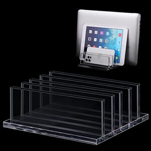 4-compartment acrylic vertical laptop stand, can accommodate with a thickness of less than 2 cm, fits most laptop (clear)