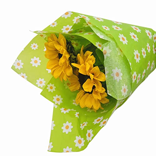 TTLLQQ Gift Wrapping Tissue Paper - 40 Sheets Green Flower Gift Wrapping Paper Bulk Pack, DIY Craft - 50x66cm