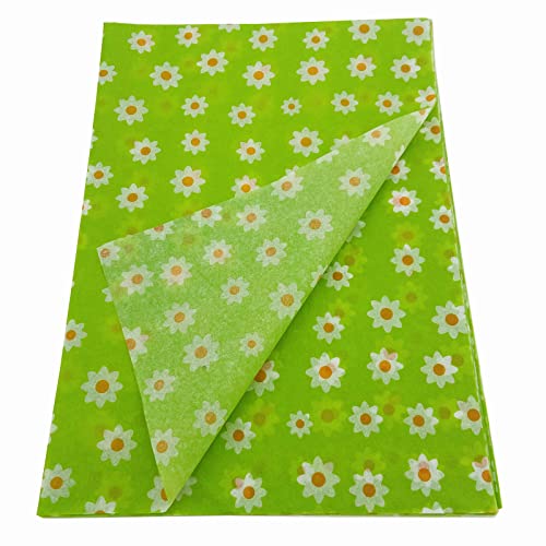 TTLLQQ Gift Wrapping Tissue Paper - 40 Sheets Green Flower Gift Wrapping Paper Bulk Pack, DIY Craft - 50x66cm