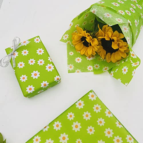 TTLLQQ Gift Wrapping Tissue Paper - 40 Sheets Green Flower Gift Wrapping Paper Bulk Pack, DIY Craft - 50x66cm