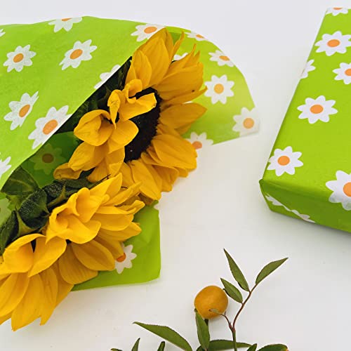 TTLLQQ Gift Wrapping Tissue Paper - 40 Sheets Green Flower Gift Wrapping Paper Bulk Pack, DIY Craft - 50x66cm