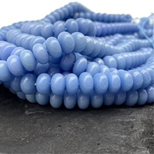 [ABCgems] Glow in Dark Mexican Blue Aragonite AKA Cave Calcite (Extremely Rare- Exquisite Color) 8mm Smooth Rondelle Beads for Beading & Jewelry Making