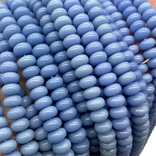 [ABCgems] Glow in Dark Mexican Blue Aragonite AKA Cave Calcite (Extremely Rare- Exquisite Color) 8mm Smooth Rondelle Beads for Beading & Jewelry Making