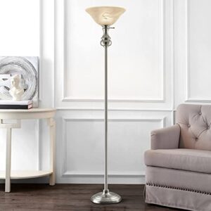 Oneach Modern Shirley Torchiere Floor Lamp for Living Room 150-Watt 71.5-Inch Floor Light with Frosted Glass Shade for Bedroom Silver