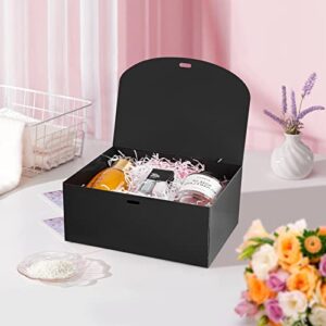 ZSZMFH 14 PCs Gift Boxes with Lids, 9" x 6" x 4" Black Gift Boxes with Ribbon, Bridesmaid Proposal Box, Kraft Paper Gift Box for Wedding, Packaging, Present, Birthday, Cupcake Boxes, Crafting