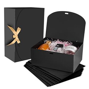 zszmfh 14 pcs gift boxes with lids, 9″ x 6″ x 4″ black gift boxes with ribbon, bridesmaid proposal box, kraft paper gift box for wedding, packaging, present, birthday, cupcake boxes, crafting