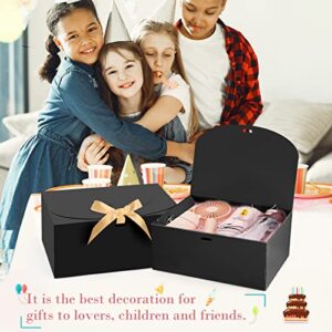 ZSZMFH 14 PCs Gift Boxes with Lids, 9" x 6" x 4" Black Gift Boxes with Ribbon, Bridesmaid Proposal Box, Kraft Paper Gift Box for Wedding, Packaging, Present, Birthday, Cupcake Boxes, Crafting