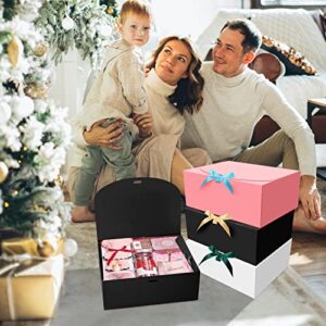 ZSZMFH 14 PCs Gift Boxes with Lids, 9" x 6" x 4" Black Gift Boxes with Ribbon, Bridesmaid Proposal Box, Kraft Paper Gift Box for Wedding, Packaging, Present, Birthday, Cupcake Boxes, Crafting