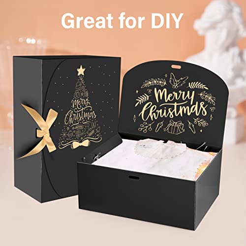 ZSZMFH 14 PCs Gift Boxes with Lids, 9" x 6" x 4" Black Gift Boxes with Ribbon, Bridesmaid Proposal Box, Kraft Paper Gift Box for Wedding, Packaging, Present, Birthday, Cupcake Boxes, Crafting