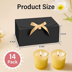 ZSZMFH 14 PCs Gift Boxes with Lids, 9" x 6" x 4" Black Gift Boxes with Ribbon, Bridesmaid Proposal Box, Kraft Paper Gift Box for Wedding, Packaging, Present, Birthday, Cupcake Boxes, Crafting