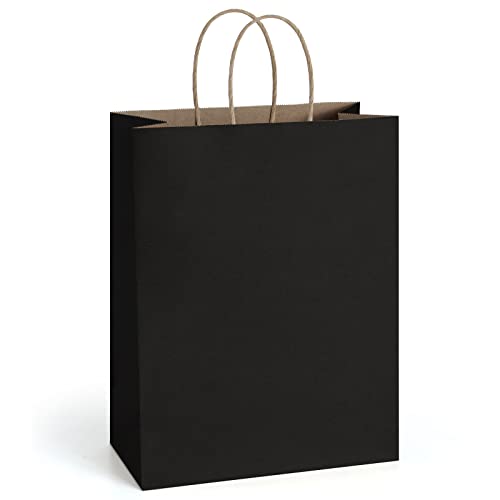 BagDream Gift Bags 10x5x13 Kraft Paper Bags 25Pcs Paper Shopping Bags, Mechandise Bags, Retail Bags, Party Favor Bags, Black Paper Gift Bags with Handles, Recycled Paper Bags Sacks