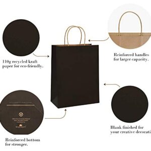 BagDream Gift Bags 10x5x13 Kraft Paper Bags 25Pcs Paper Shopping Bags, Mechandise Bags, Retail Bags, Party Favor Bags, Black Paper Gift Bags with Handles, Recycled Paper Bags Sacks