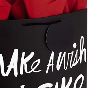 Hallmark 15" Extra Large Gift Bag with Tissue Paper for Birthdays (Happy B-Day, Black and Silver)