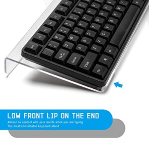 WIWAPLEX Computer Tilted Keyboard Holder, Clear Acrylic Premium Stand-PC Keyboard Stand, Universal Elevated Stand for Easy Ergonomic Typing, Computer Gaming and Working at Home and Office