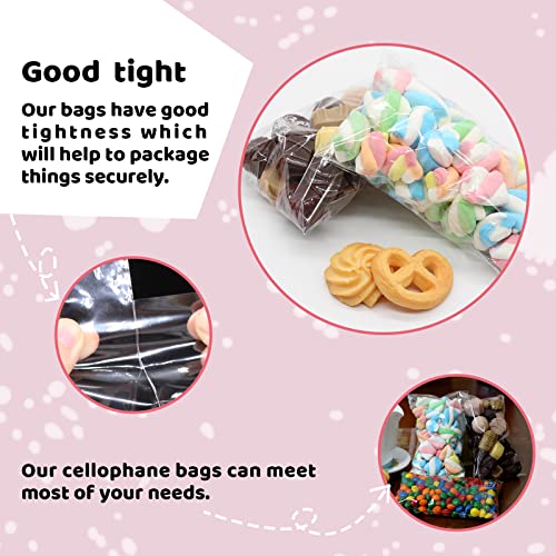 600PCS Clear Resealable Self Adhesive Cello Bags with 4 Sizes 3.5×5, 4×6, 5×7, 6.3×6.3 inch Great for Packaging Cookies, Bakery, Candies, Dessert