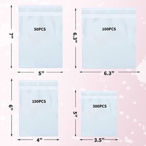 600PCS Clear Resealable Self Adhesive Cello Bags with 4 Sizes 3.5×5, 4×6, 5×7, 6.3×6.3 inch Great for Packaging Cookies, Bakery, Candies, Dessert