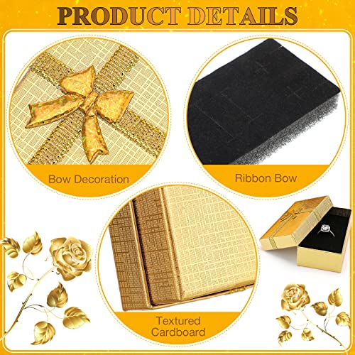 Kenning 36 Pcs Jewelry Gift Boxes Set Small Cardboard Paper Jewelry Boxes Packaging Empty Gift Boxes with Ribbon for Rings (Gold)