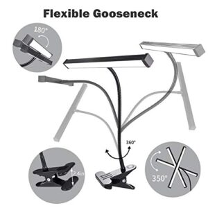 LED Desk Lamp with Clamp, CELYST Music Stand Light with Flexible Gooseneck, 3 Color Modes & 10 Brightness Levels Clip Lamp, 5W Clamp Light for Piano, Bed, Headboard, Drafting Table, Video Conferencing