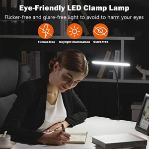 LED Desk Lamp with Clamp, CELYST Music Stand Light with Flexible Gooseneck, 3 Color Modes & 10 Brightness Levels Clip Lamp, 5W Clamp Light for Piano, Bed, Headboard, Drafting Table, Video Conferencing