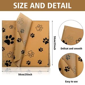 60 Sheets 20 x 20 Inch Brown Kraft Dog Paw Print Tissue Paper Puppy Paws Gift Wrap Tissue for Gift Bags Wrapping DIY Crafts