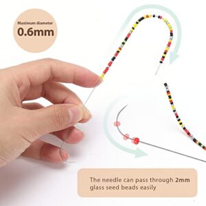 PP OPOUNT 4 Pieces Large Eye Curved Beading Needles with Handle, 5.3 inch Stainless Bead Needle for Bead Spinner Loader, Bead Spinner Needles for String Seed Beads Jewelry Making (Patent Protection)