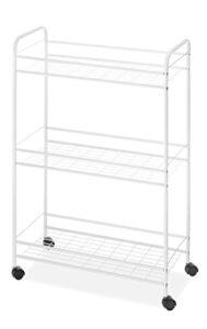 whitmor slim rolling household cart – white 30.50 x 9.25 x 20.75