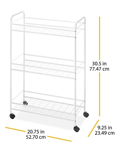 Whitmor Slim Rolling Household Cart - White 30.50 x 9.25 x 20.75