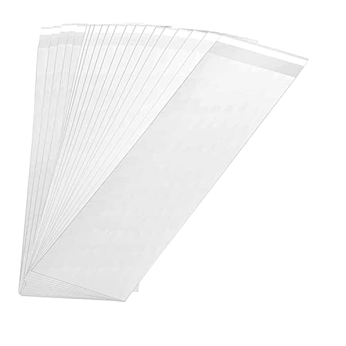 KoberrLi 3 x 8-inch Clear Resealable Cello Cellophane Bags, 100Pcs Long Clear Cookie Bags Self Adhesive for Candy Cookies Cards Dipping Bags