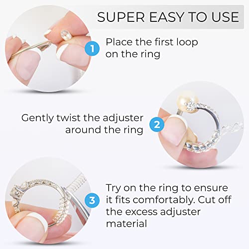 5 STARS UNITED Ring Sizer Adjuster for Loose Rings - 12 Pack, 2 Sizes for Different Band Widths – Silicone Ring Size Adjuster - Invisible Ring Guards for Women and Men