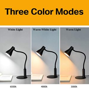 CeSunlight LED Desk Lamp, 3 Lighting Modes and 6 Brightness Levels, 10W Flexible Gooseneck Table Lamp for Living Room and Study, Remote Control with Timing Function, AC Adapter Included (Black)