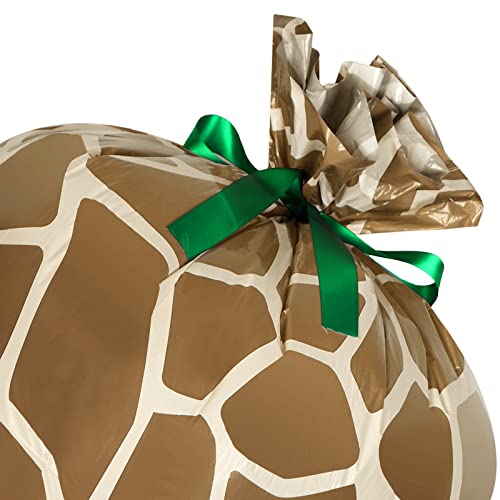 Outus 4 Pieces 48 Inch Jungle Animal Safari Theme Jumbo Plastic Gift Bags Extra Large Giant Wrapping Bags with Ribbon for Jungle Safari Woodland Themed Birthday Party Baby Shower Decorations