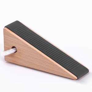 large wooden door wedge stopper for bottom of door, fitting for door gap under 2 inches, heavy duty & eco friendly door stop, 1 pack black.