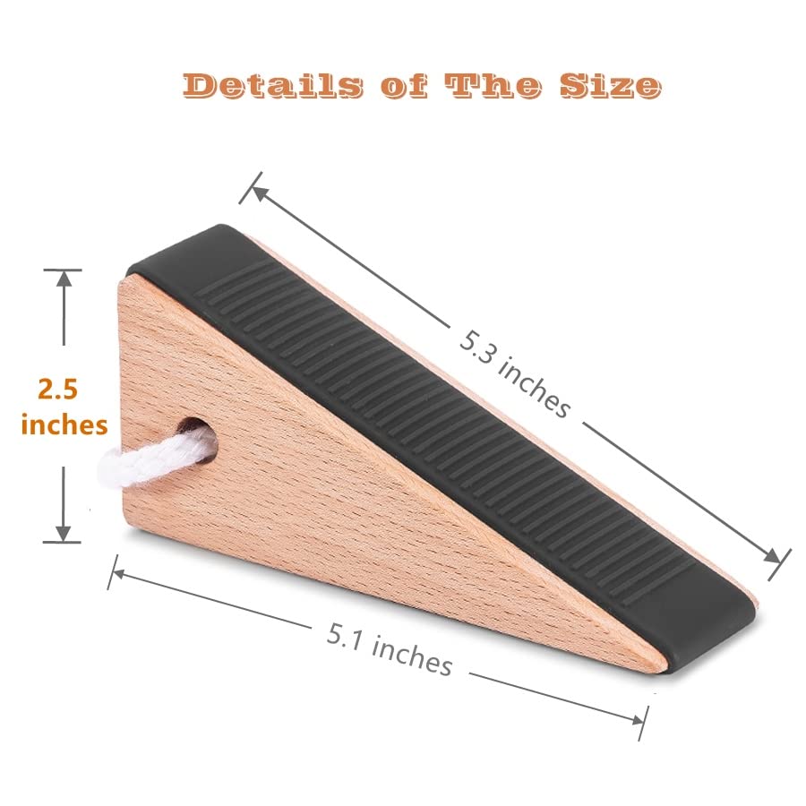 Large Wooden Door Wedge Stopper for Bottom of Door, Fitting for Door Gap Under 2 Inches, Heavy Duty & ECO Friendly Door Stop, 1 Pack Black.