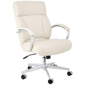 amazon basics modern executive chair, 275lb capacity with oversized seat cushion, ivory bonded leather