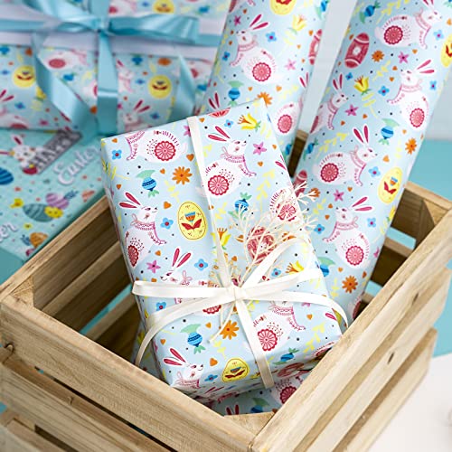 WRAPAHOLIC Wrapping Paper Roll- Easter Rabbit and Easter Egg for Easter, Birthday, Holiday, Party - 30 Inch x 33 Feet Per Roll