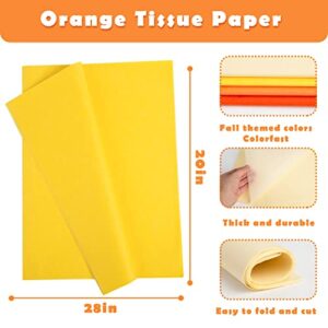 Shindel 128 Sheets Orange Tissue Paper, 28Inch Thickened Tissue Paper Bulk Gift Wrapping Paper for DIY Crafts Thanksgiving Autumn Gift Box Decoration